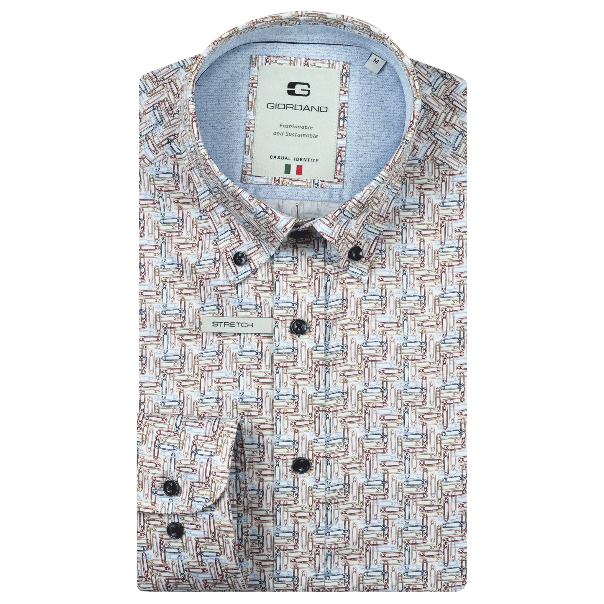 Giordano 527824 40 Loretto Deep Mauve Paperclip Print Long Sleeve Shir – Baks Menswear