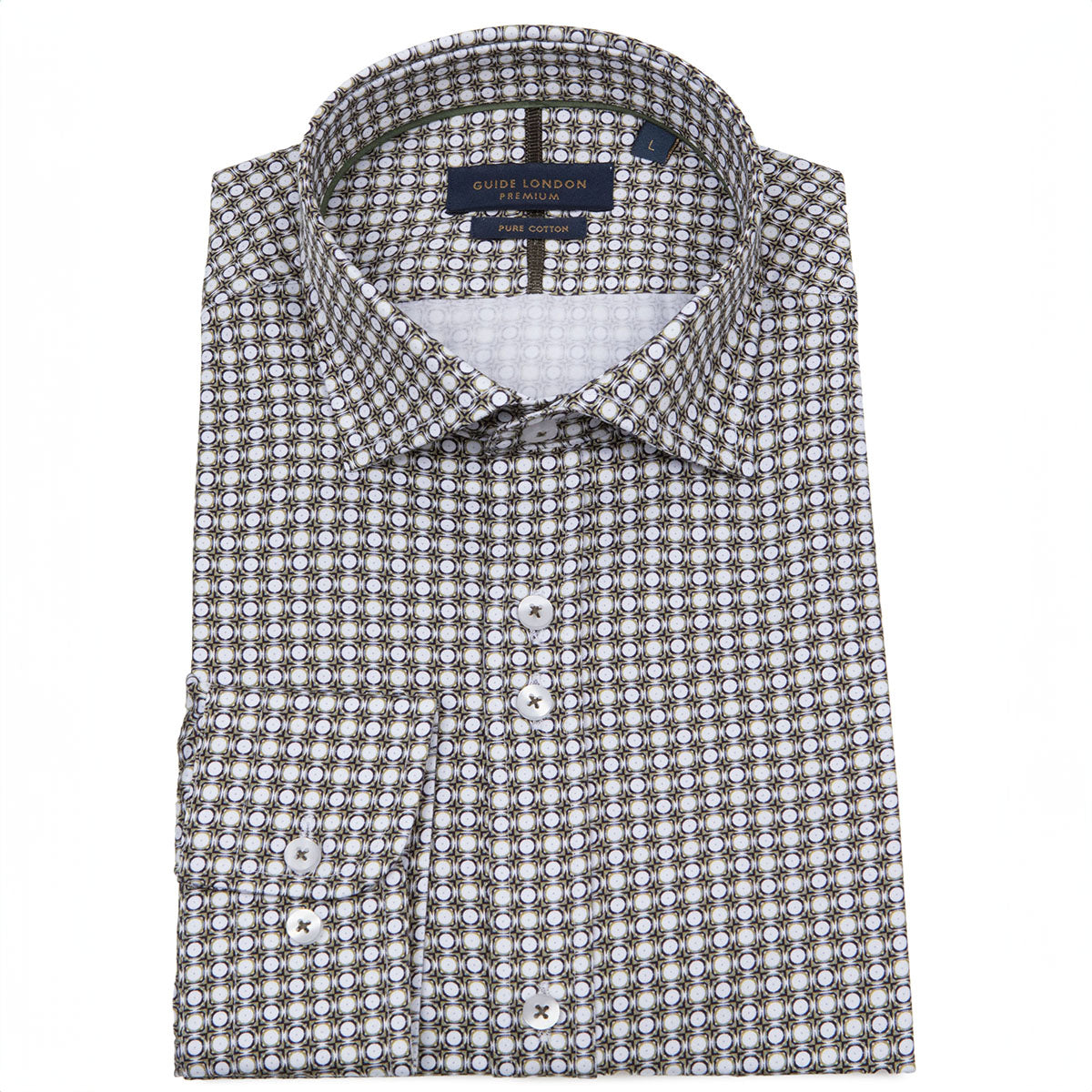 Guide London Shirt Long Sleeve Green Print LS76947 – Baks Menswear
