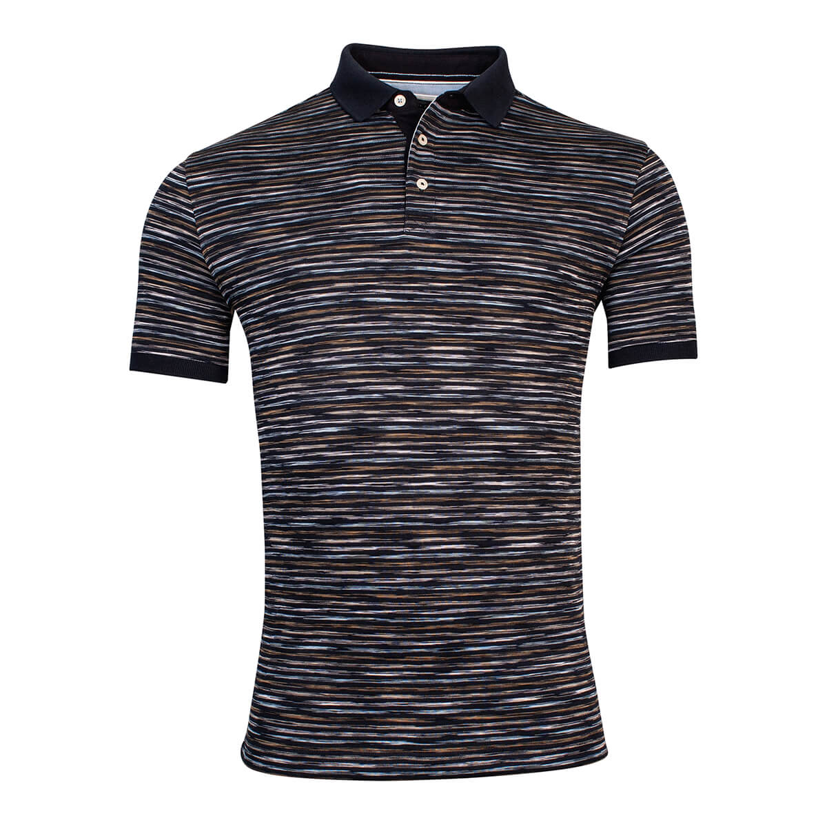 Baileys 315288 Navy Stripe Print Mens Polo Shirt (14) – Baks Menswear